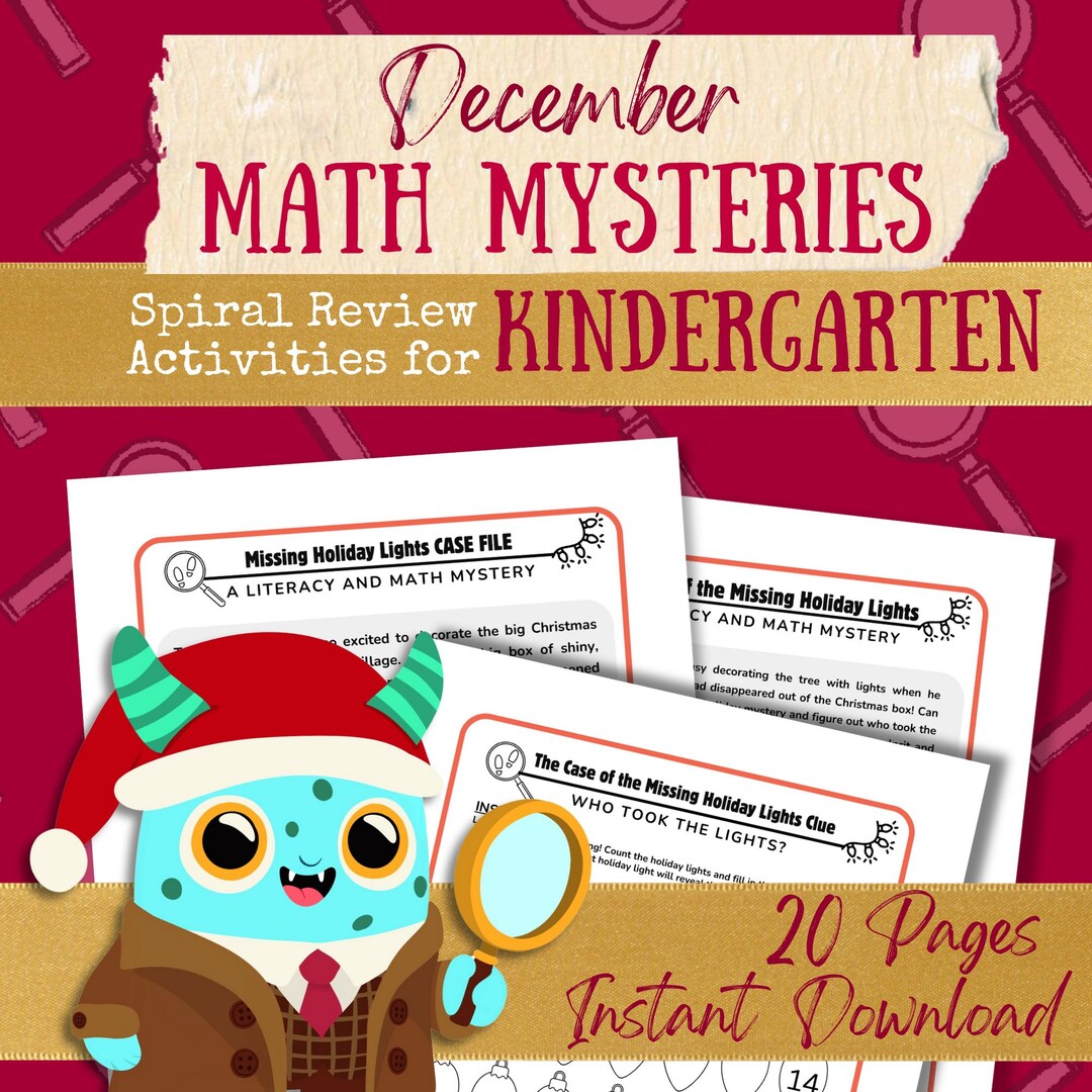 December Kindergarten Math Mysteries Christmas Printable Worksheet ...