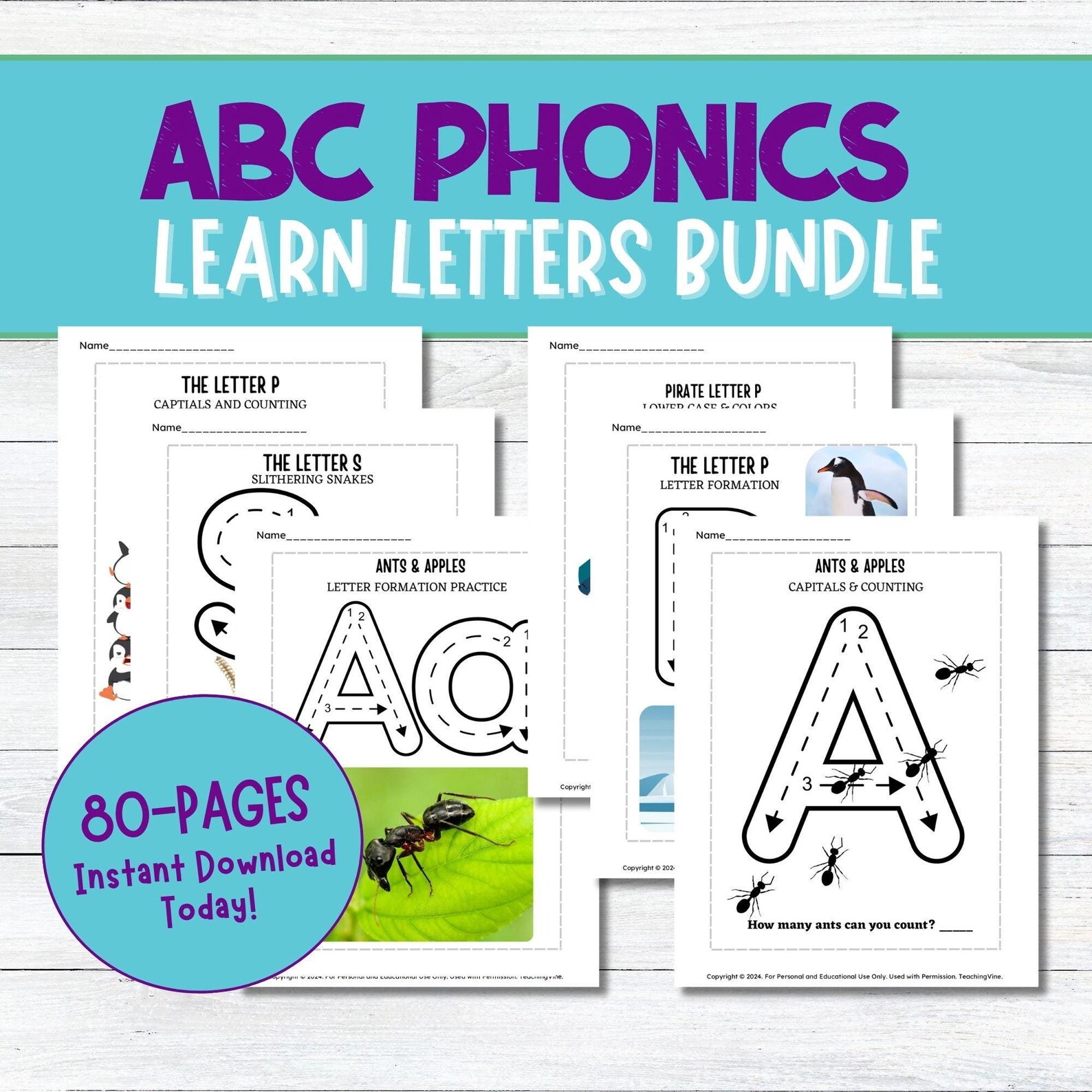 ABC Alphabet Letters Worksheet Bundle Phonics Printable Activities ...