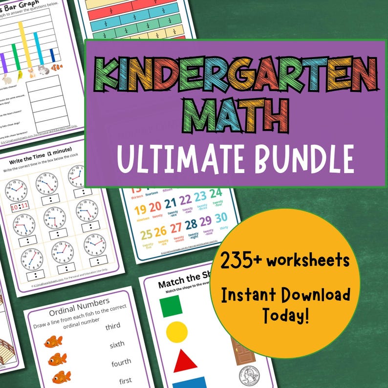 Kindergarten Math Activity Worksheet Bundle Summer Learning Packet 1st ...