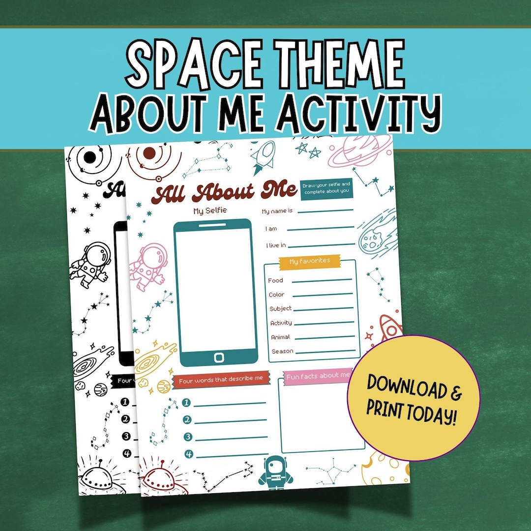 Space Theme All About Me Activity | First Day of School Worksheet - Etsy