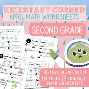 25 2nd Grade Math Worksheets for April - Kickstart Corner, Printable ...