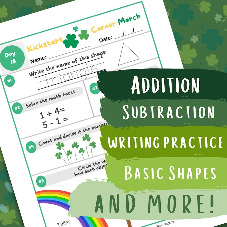25 Kindergarten Math Worksheets for March - Kickstart Corner, St ...