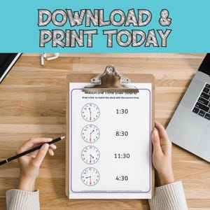 1st-3rd Grade Telling Time Activities | Print & Go Worksheets - Etsy