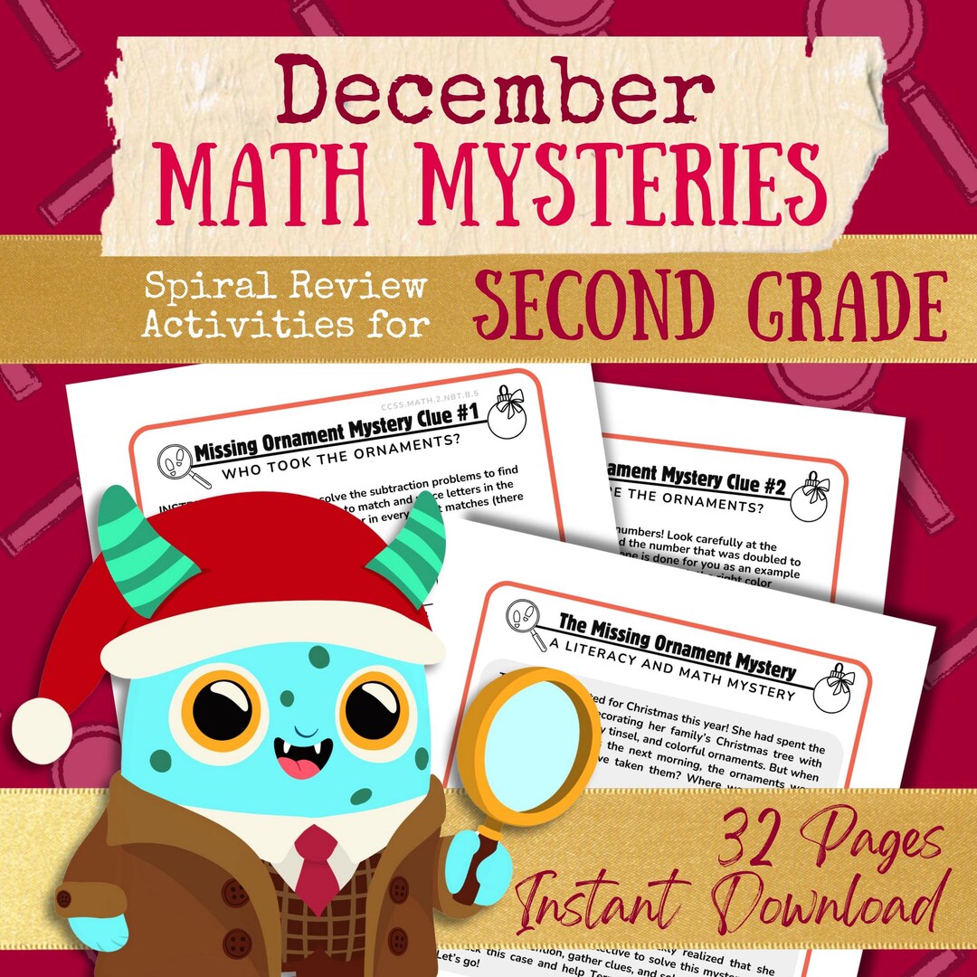 2nd Grade December Math Mysteries | Christmas Detective Games - Etsy
