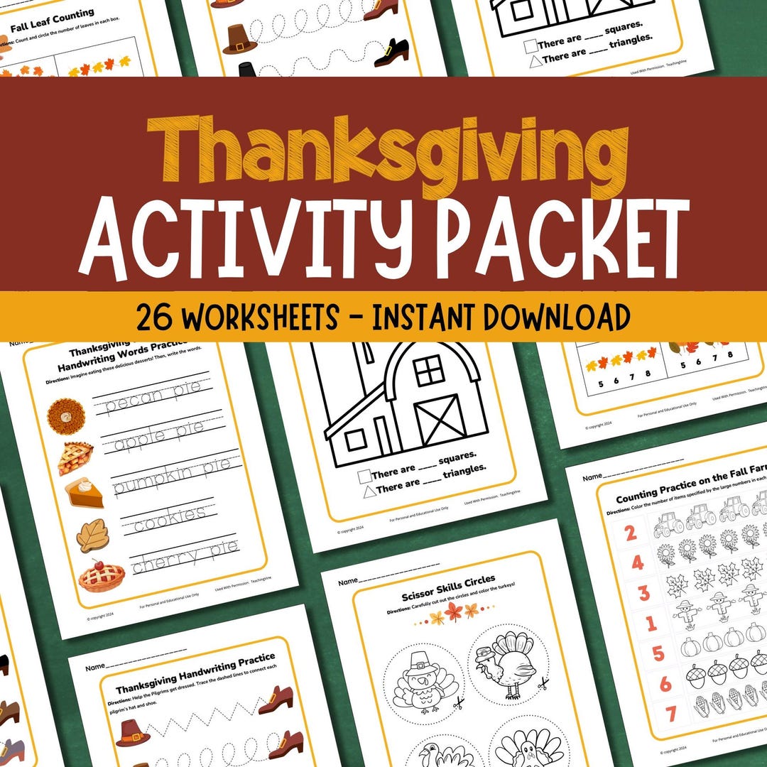Preschool Thanksgiving Printable Activity Packet for Kids Printable Fun ...