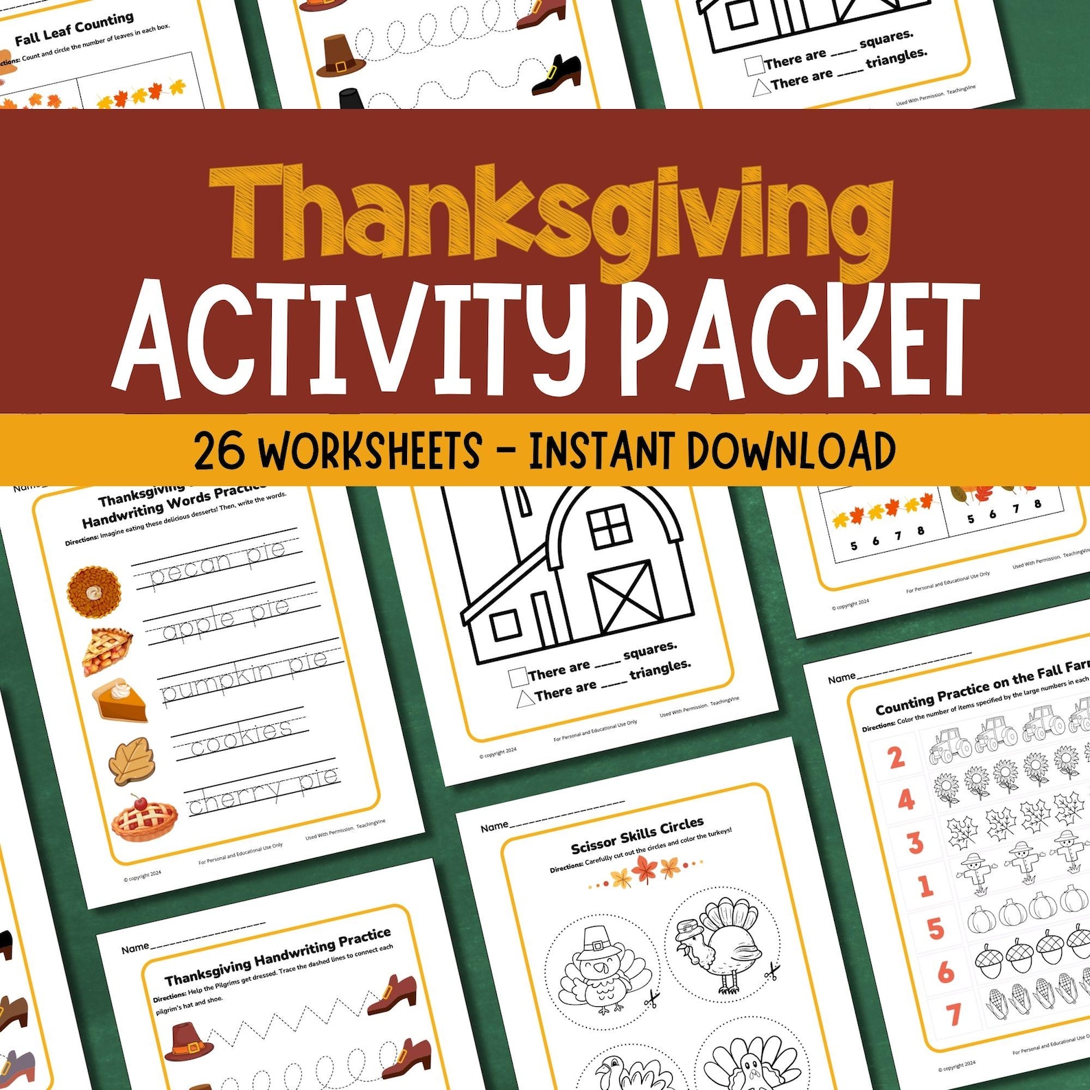 Preschool Thanksgiving Printable Activity Packet for Kids Printable Fun ...