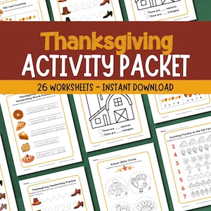 Preschool Thanksgiving Printable Activity Packet for Kids Printable Fun ...