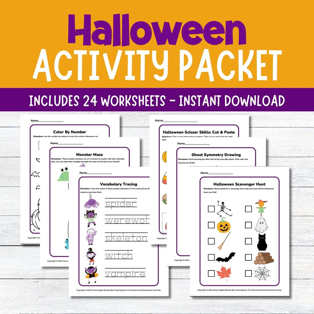 Halloween Activity Packet for Kids Printable Fun Halloween Party ...
