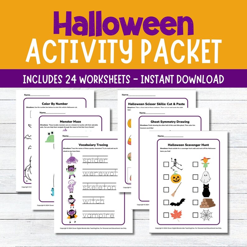 Halloween Activity Packet for Kids Printable Fun Halloween Party ...
