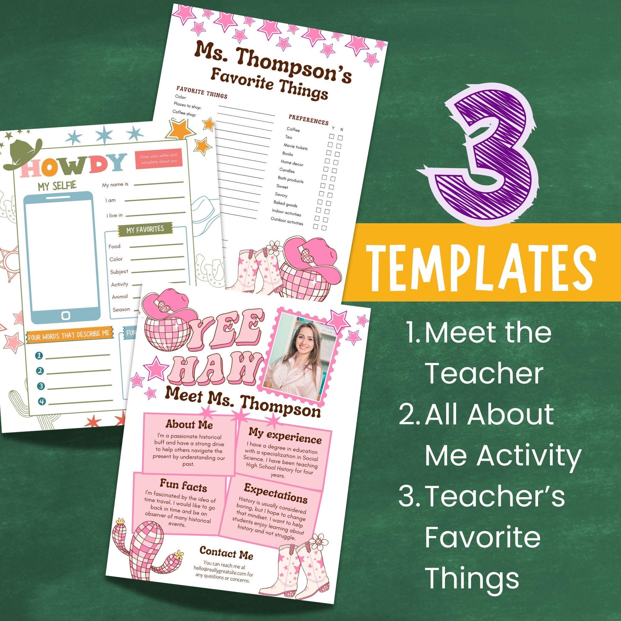 Western Theme Teacher Printable Bundle Meet the Teacher Canva Template ...