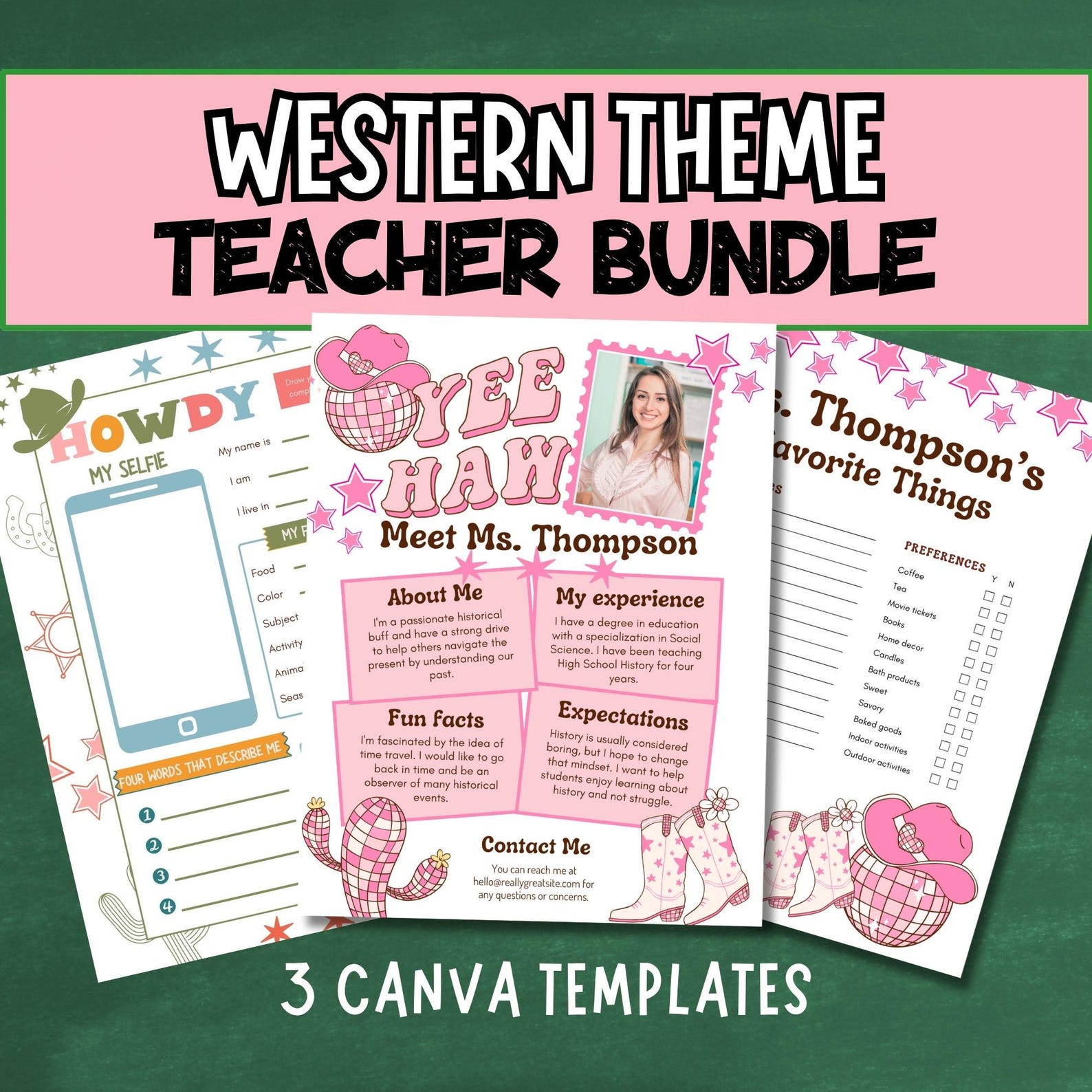 Western Theme Teacher Printable Bundle Meet the Teacher Canva Template ...