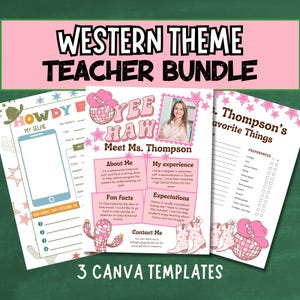 Western Theme Teacher Printable Bundle Meet the Teacher Canva Template ...