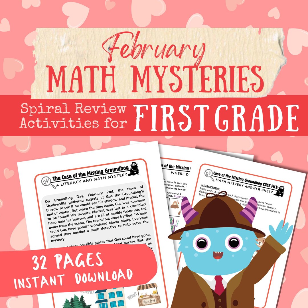 1st Grade Math Activity - February Math Mystery, Printable Worksheet ...