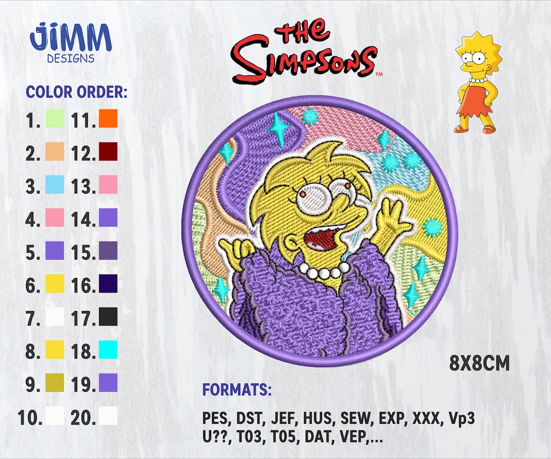 Lizard Queen Lisa Simpson Embroidery - Etsy