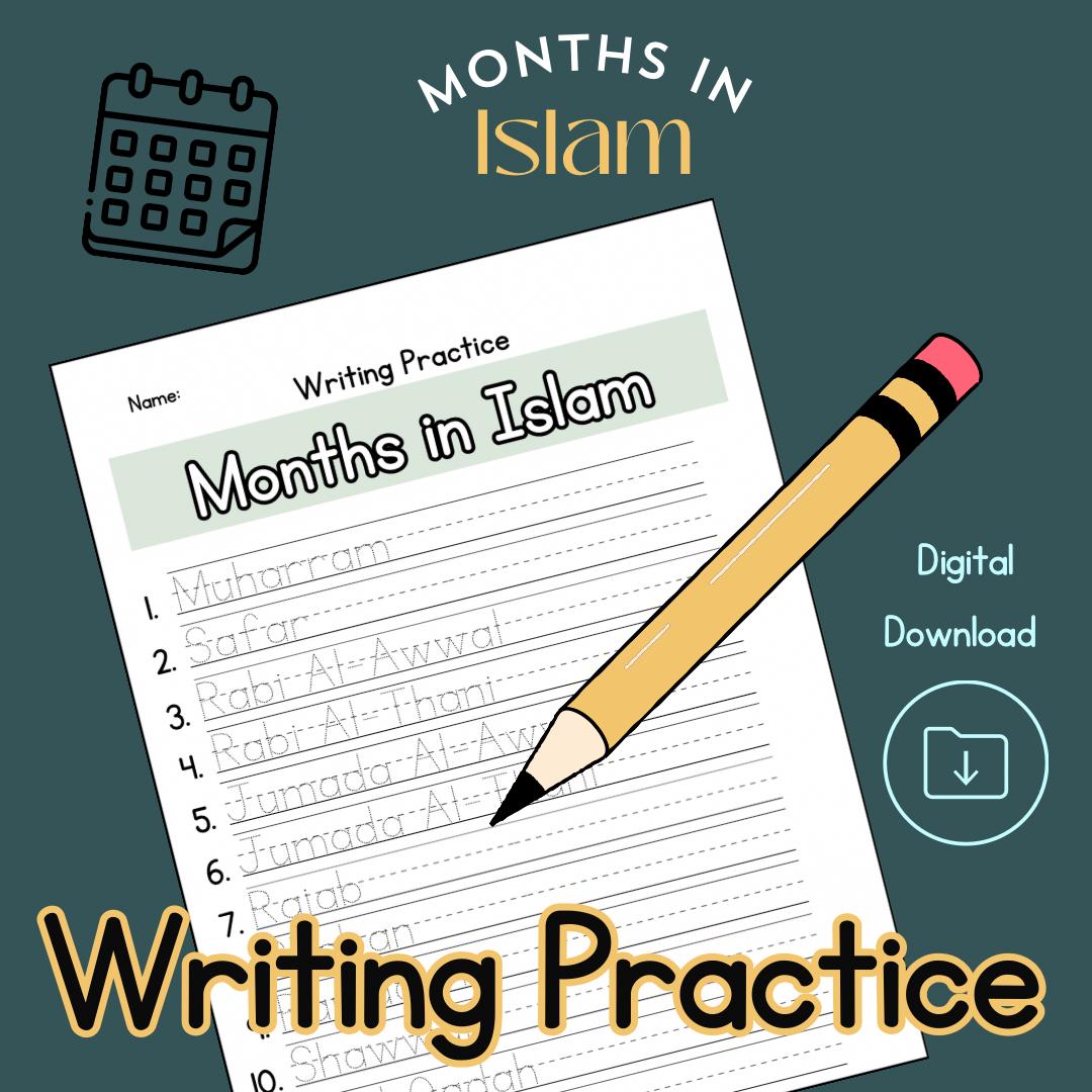Months in Islam Copywork Printable in English | Handwriting Practice - Etsy