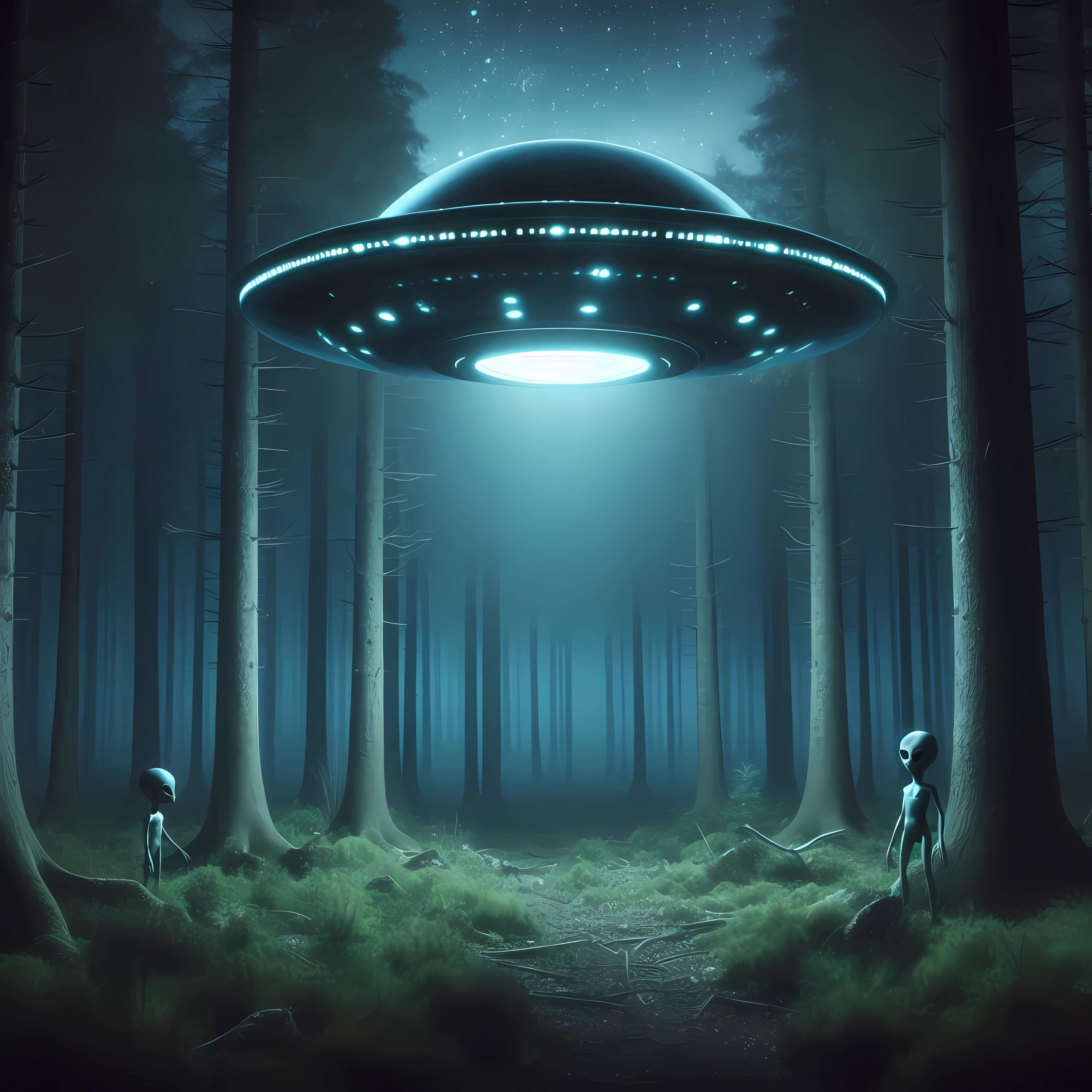 UFO Encounter Art Set: Alien & Spaceship Sci-fi Prints (digital ...
