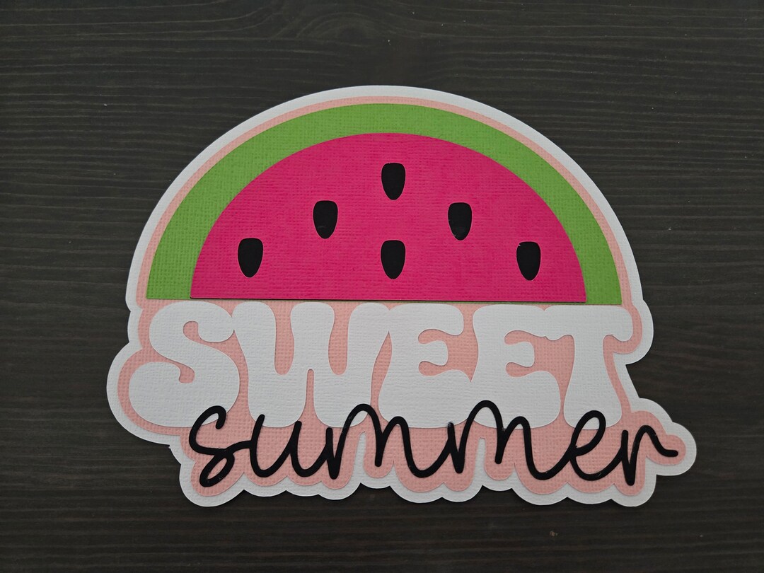Sweet Summer Watermelon Scrapbook Title Embellishment Handmade Paper ...