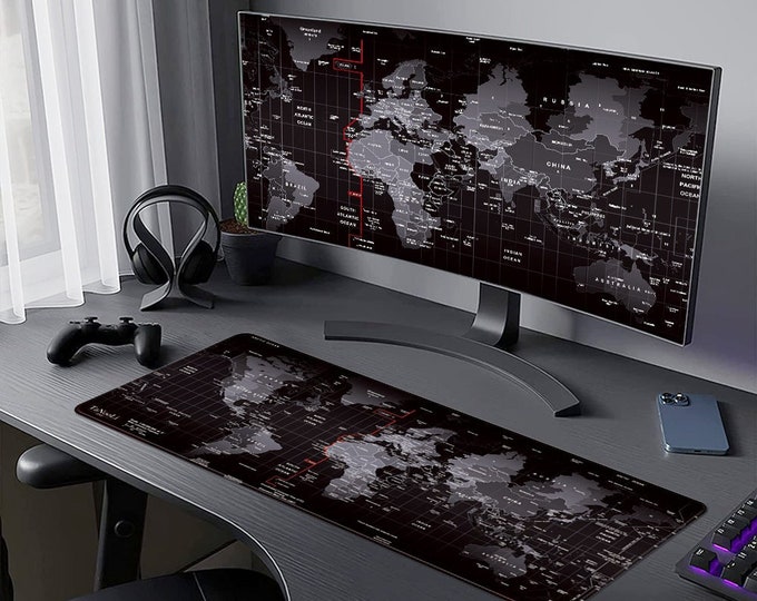 WORLD MAP DESKMAT. Globe Mousepad, Countries Desk Pad, Detailed Desk ...