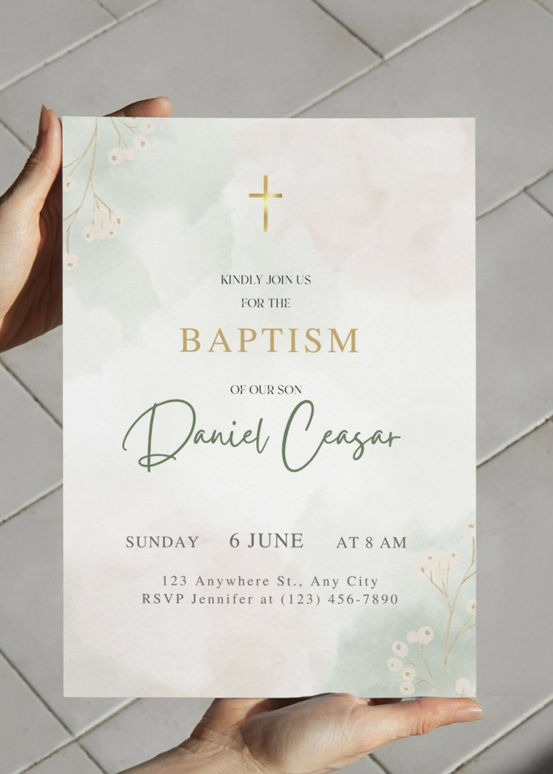 Baptism Invitation Template, Printable Boy Baptism Invite, Simple ...