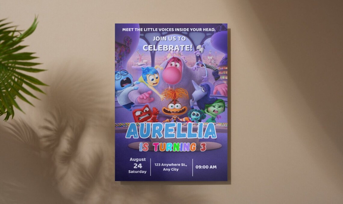 Editable Inside Out 2 Birthday Invitation for Boy and Girl Kids ...