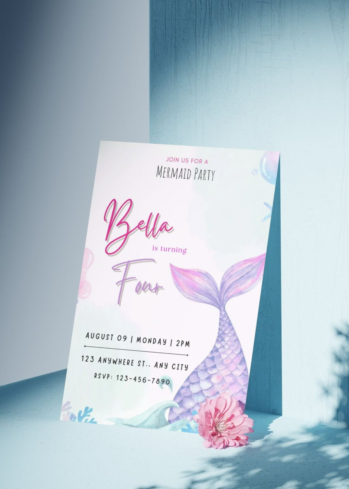 Editable Mermaid Birthday Invitation Template Little Mermaid Under the ...
