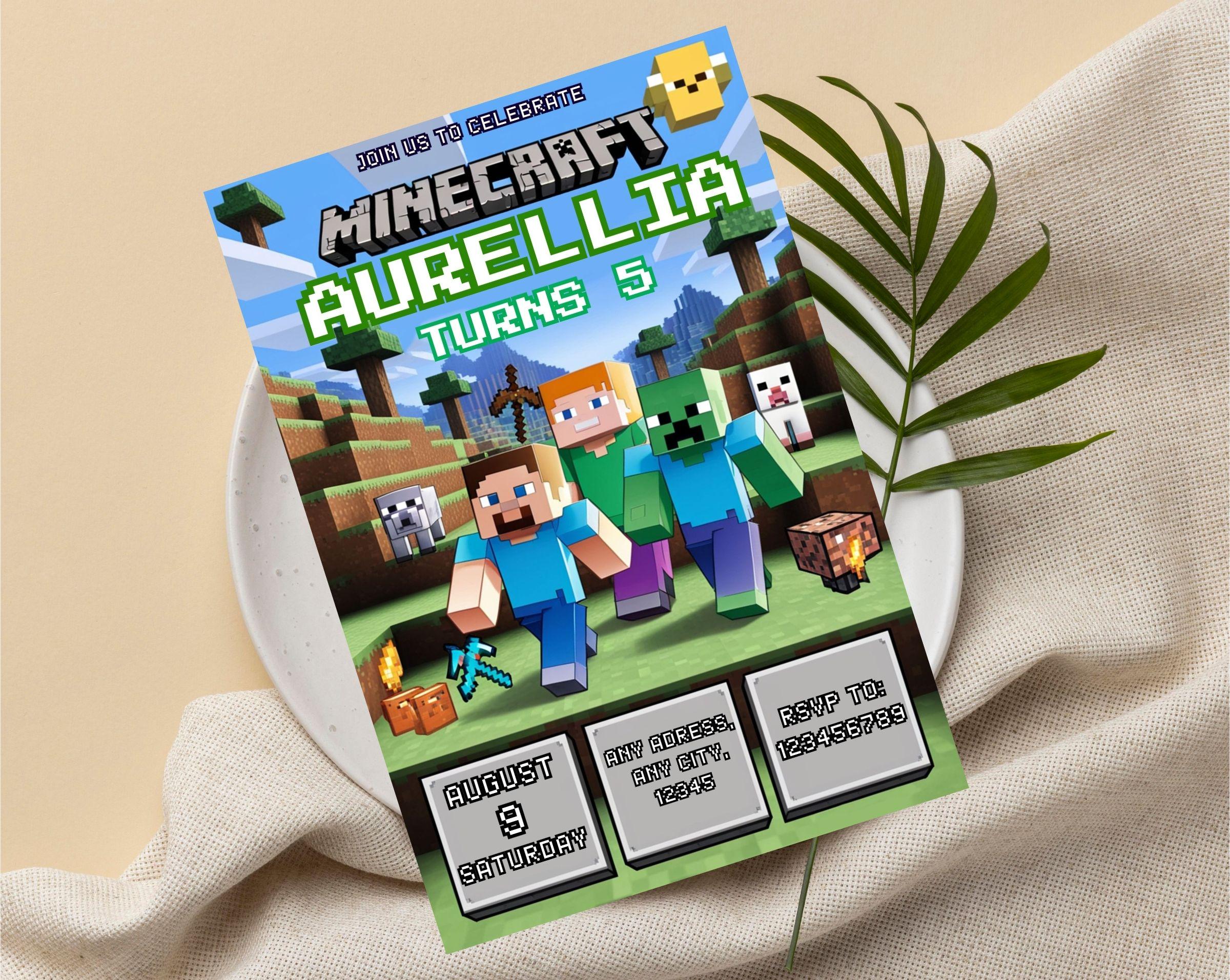 Editable Minecraft Birthday Invitation, Minecrafter Birthday ...