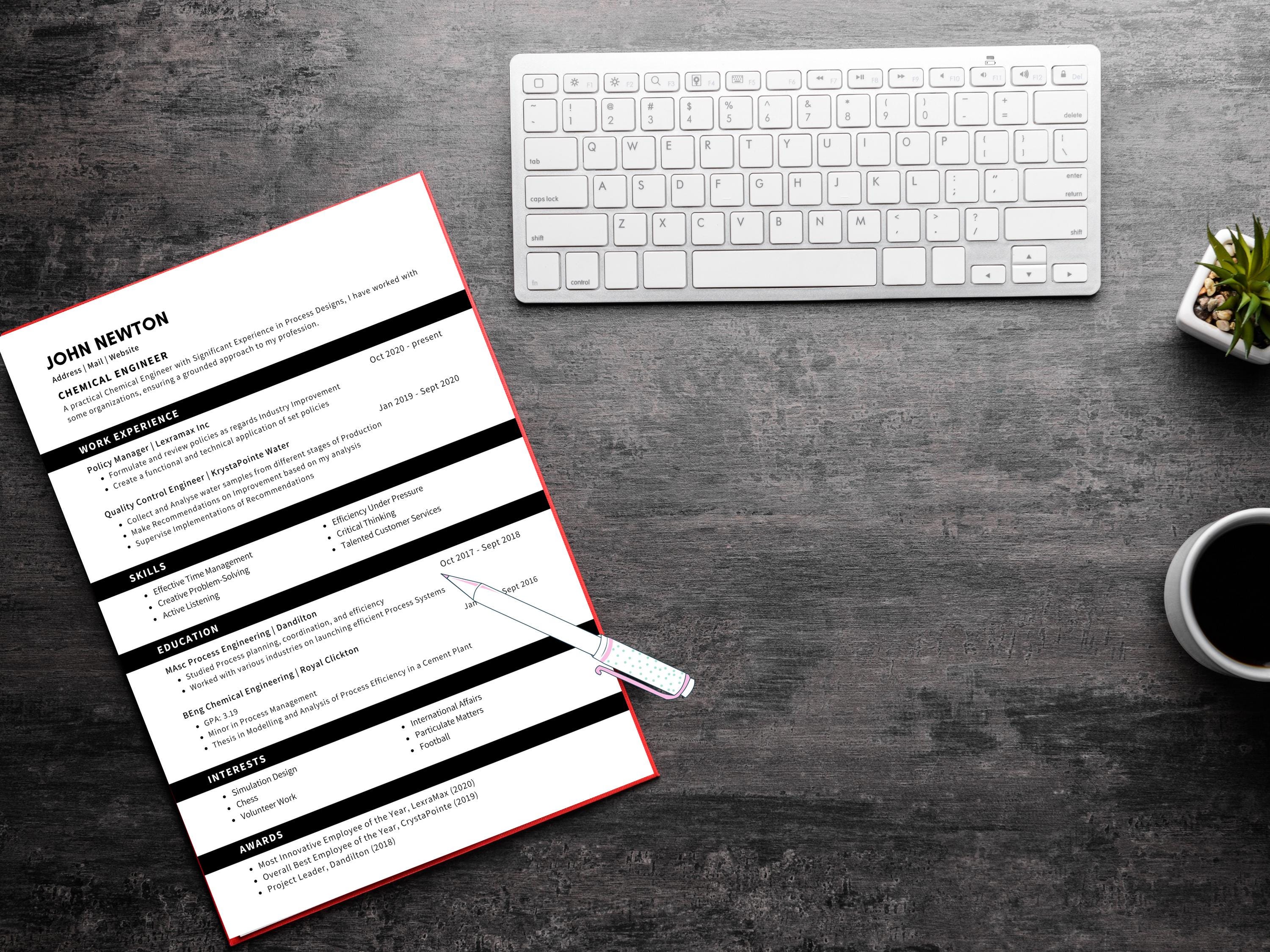 Professional Resume Template, Black & White With Cream Touch, Unique ...