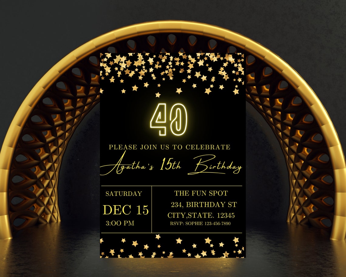 40TH Birthday Invitation Card, Digital 40th Birthday Invitation for Men ...