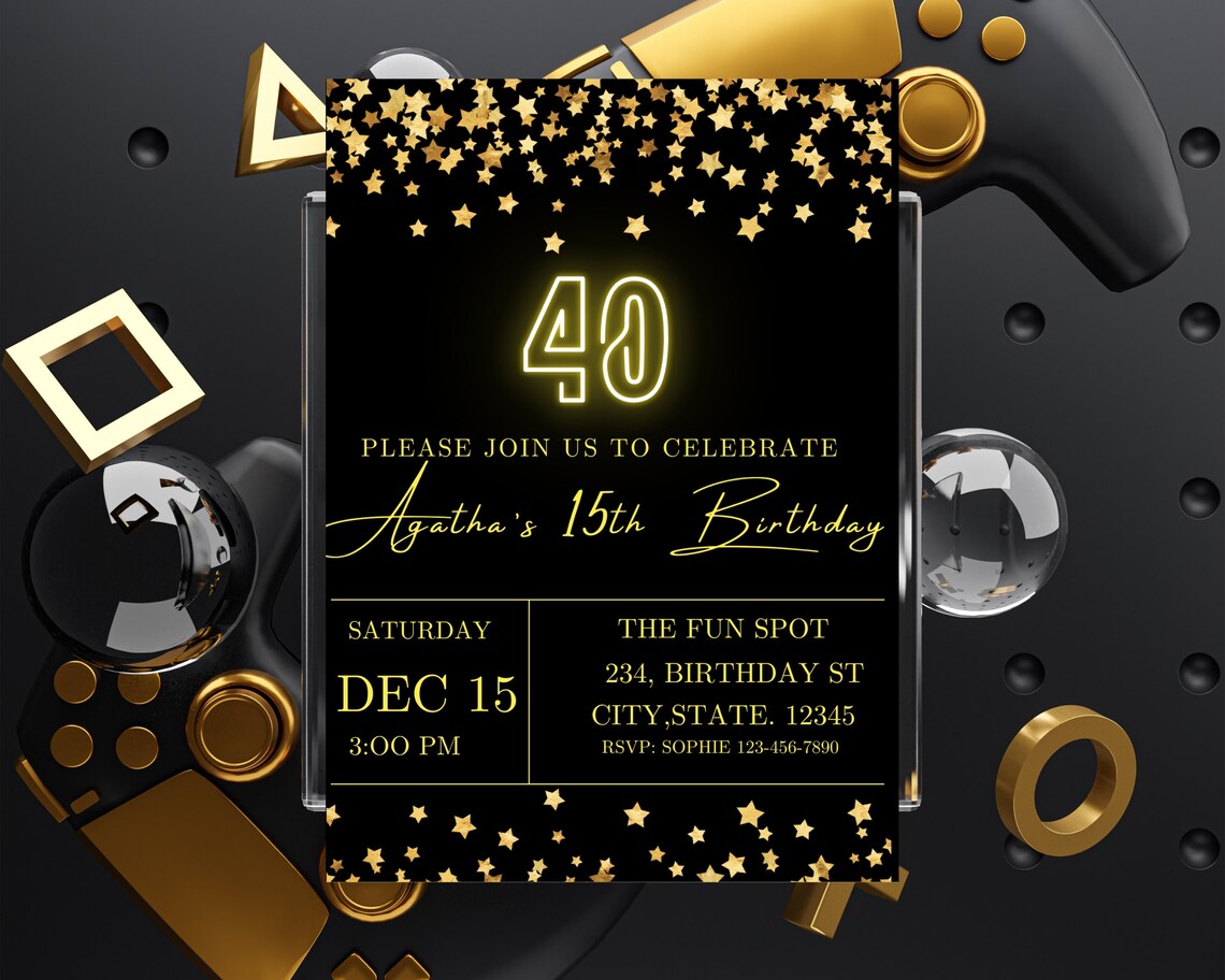 40TH Birthday Invitation Card, Digital 40th Birthday Invitation for Men ...