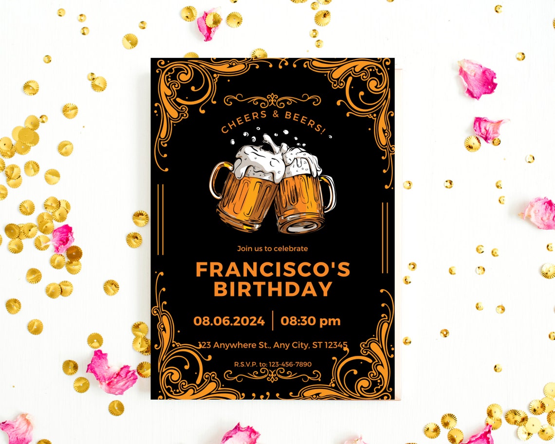 Editable Beer Surprise Birthday Party Invitation, Digital 30th Invite ...