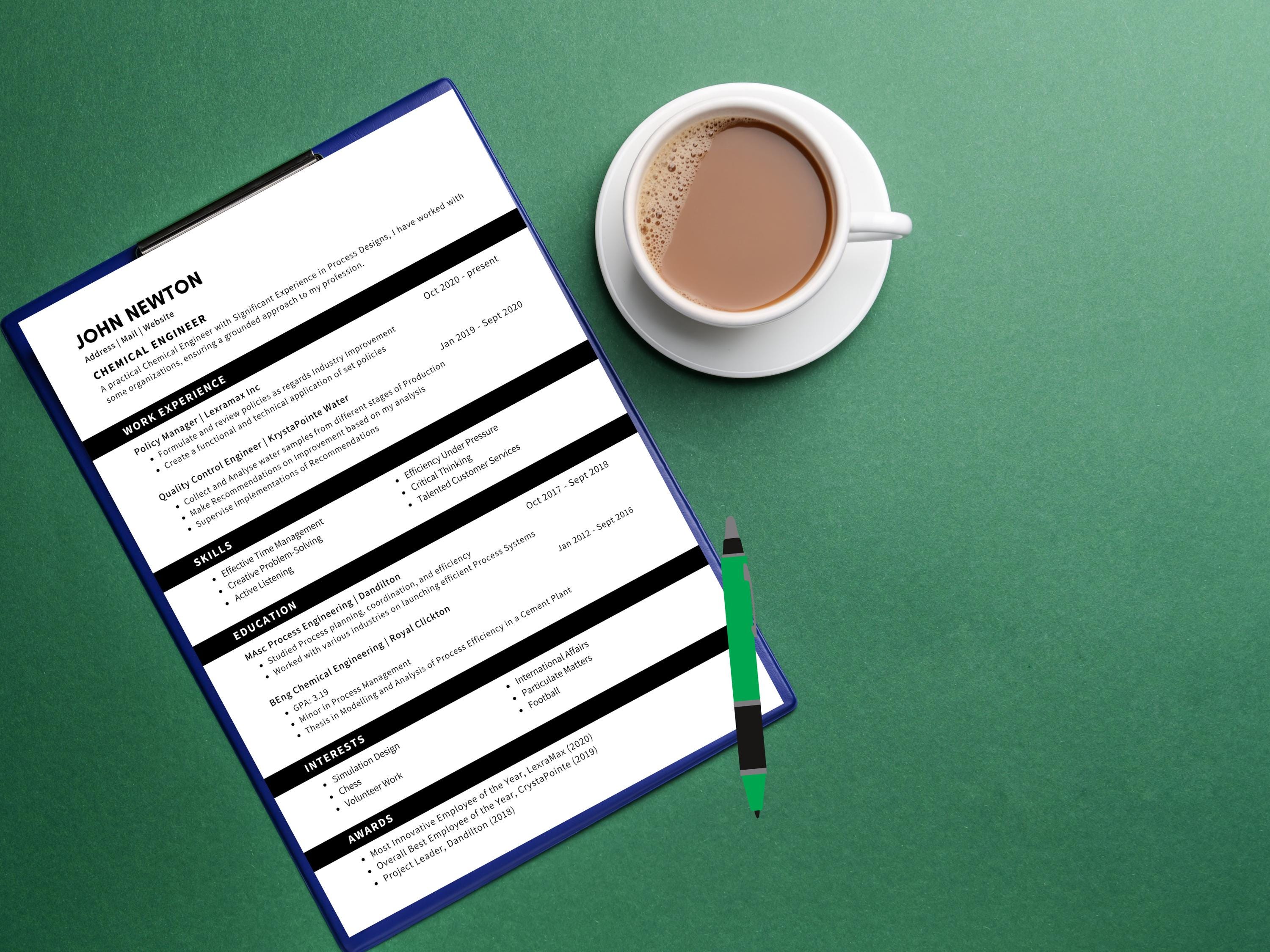 Professional Resume Template, Black & White With Cream Touch, Unique ...