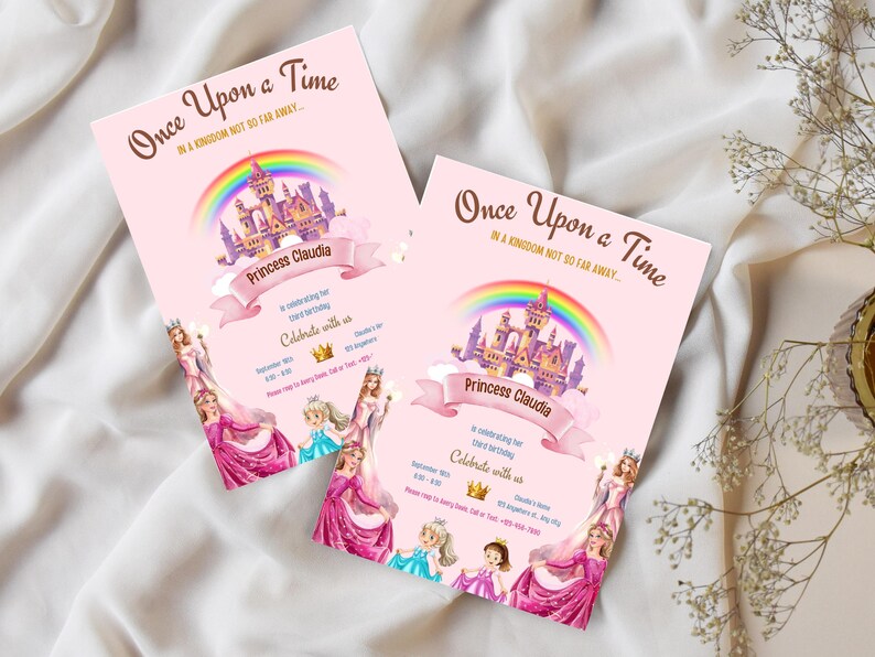 Princess Birthday Invitation Template Editable Printable Invite Instant ...