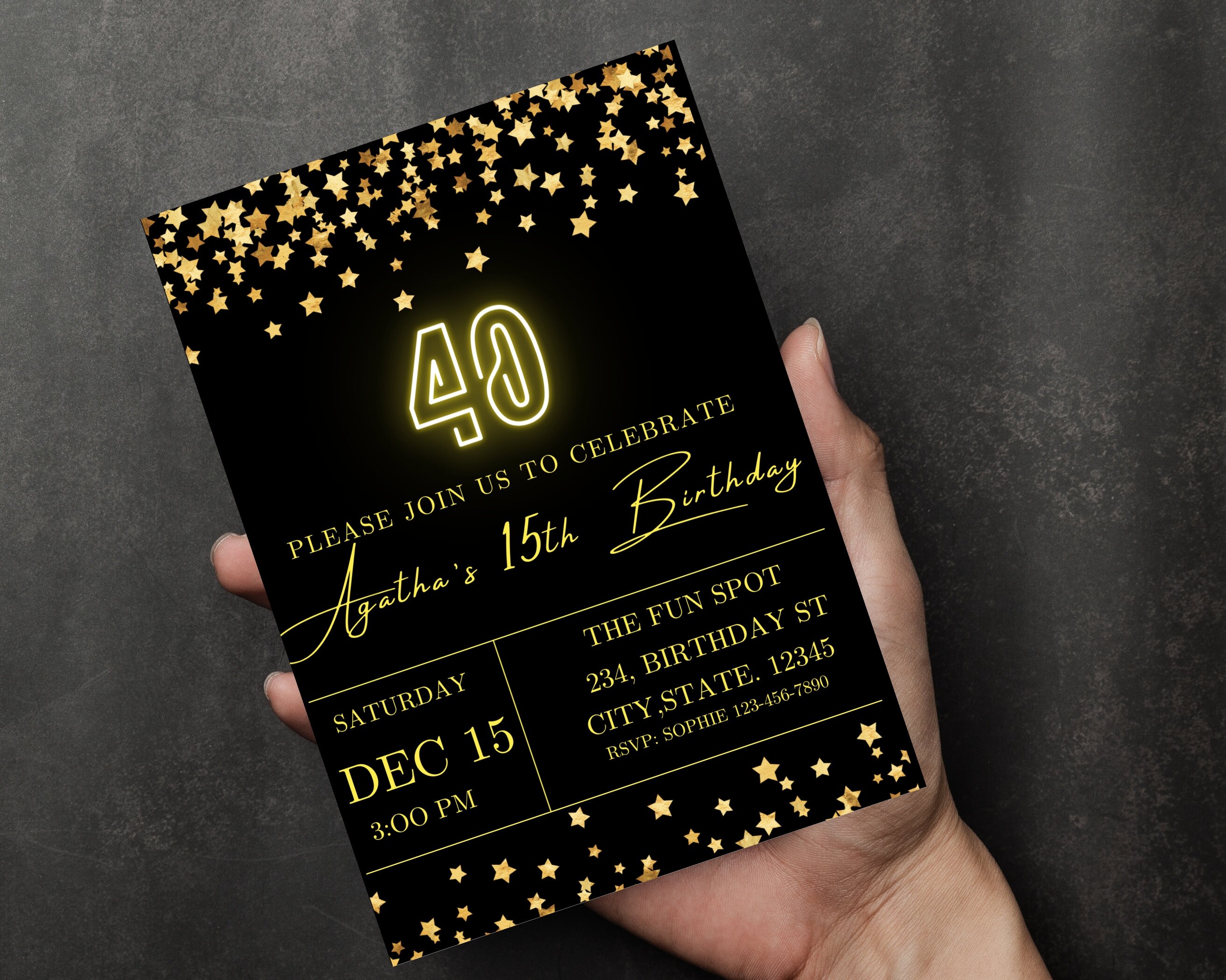 40TH Birthday Invitation Card, Digital 40th Birthday Invitation for Men ...