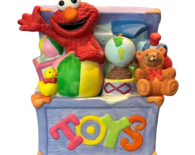 VTG 1993 Enesco Sesame Street Elmo in a Toy Chest Ceramic Music Box ...