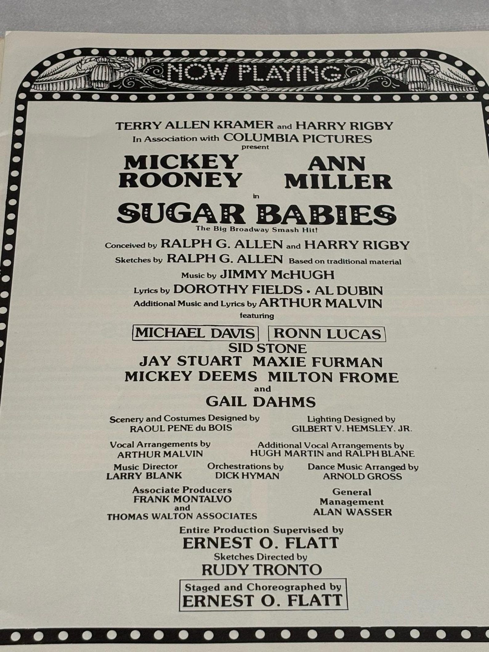 VTG 1970'S Sugar Babies Burlesque Musical Rooney & Miller 19 Page ...