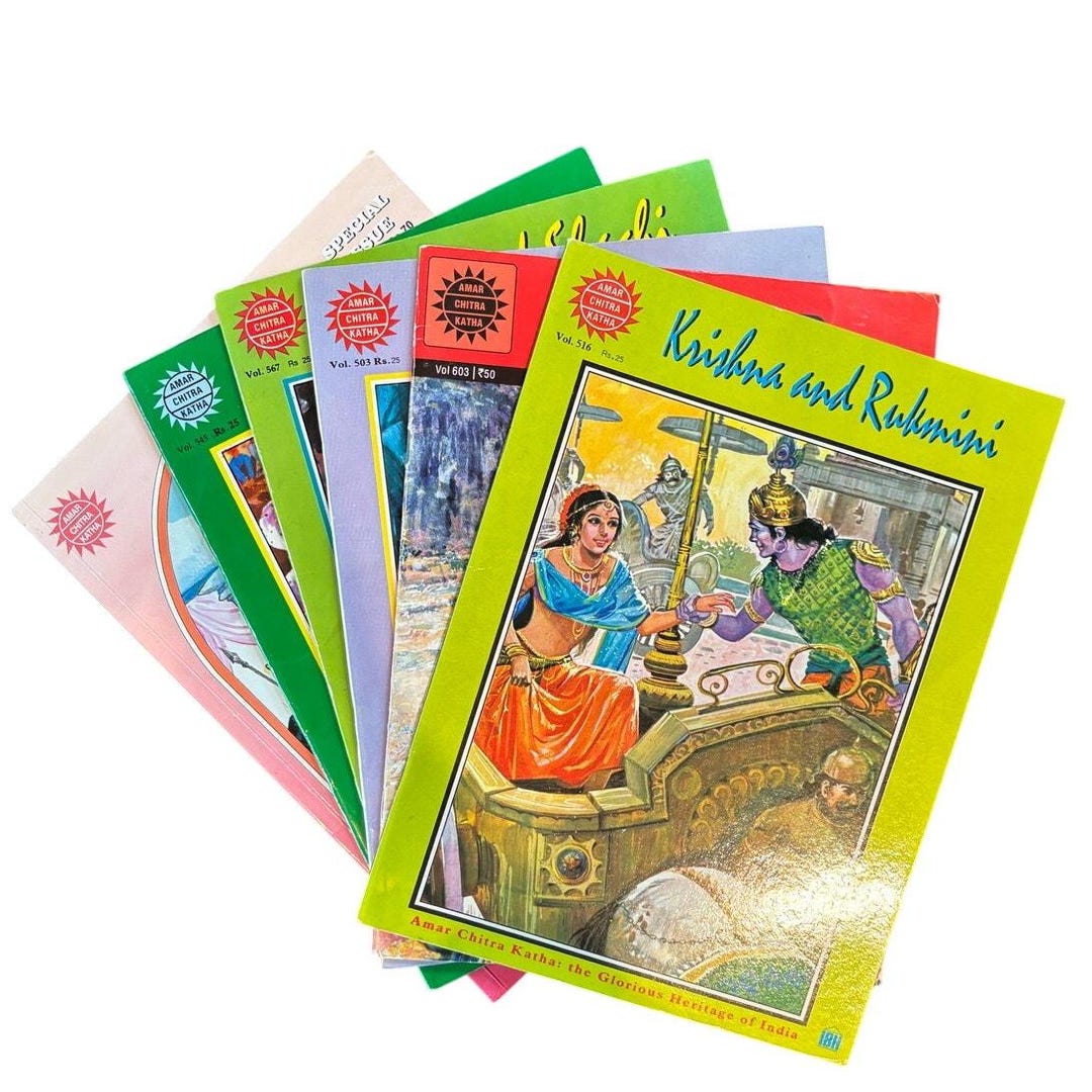 Lot of 6 Vintage Amar Chitra Katha Indian Comic Books, 1 Special Issue ...