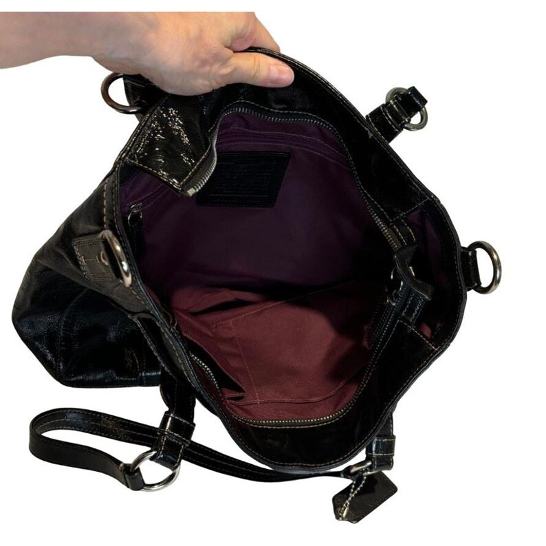 VTG Coach Chelsea Black Patent Leather Handbag F14022 Large, EUC - Etsy