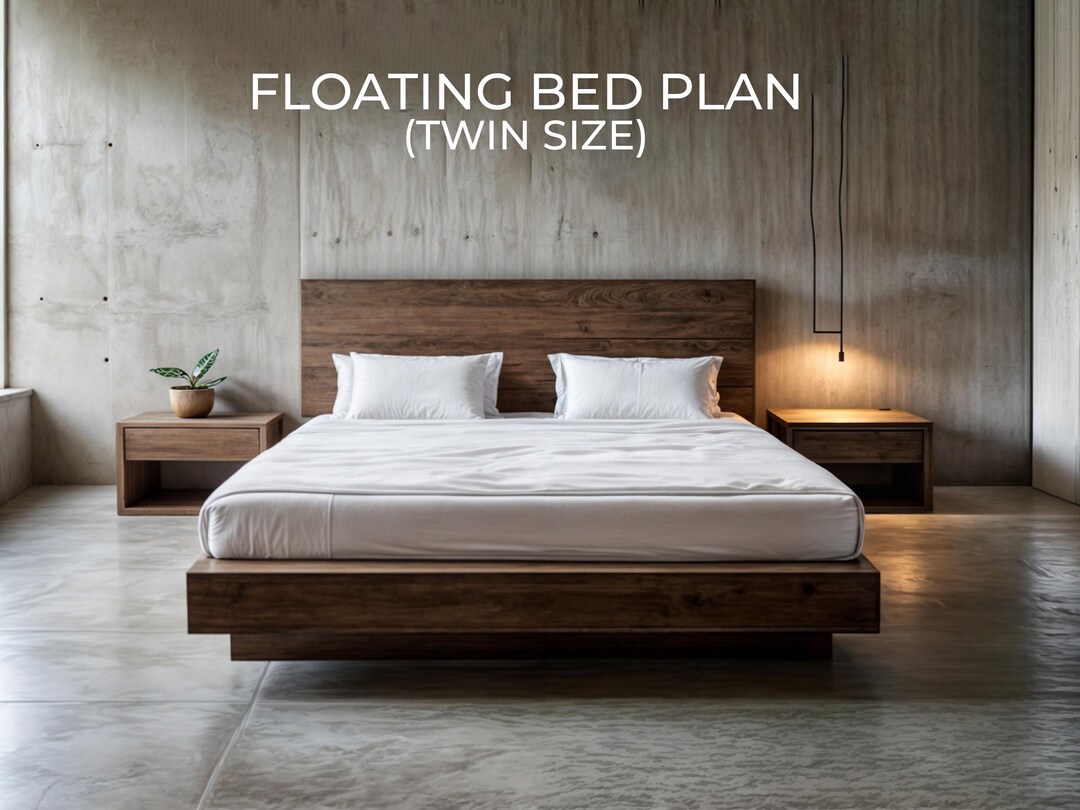 DIY Floating Bed Frame Build Plan, Twin Bed Plan, Modern Bed Frame ...