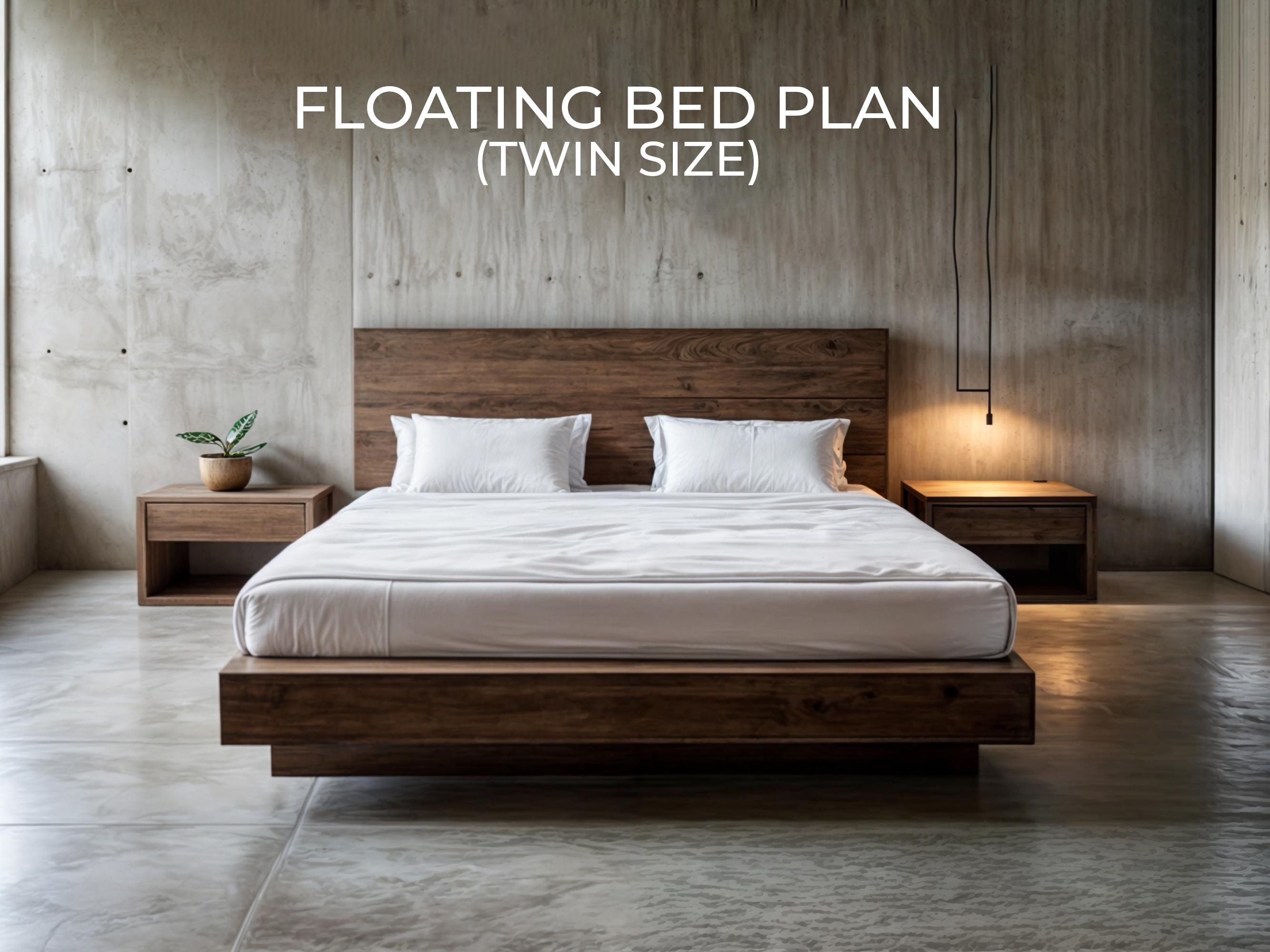 DIY Floating Bed Frame Build Plan, Twin Bed Plan, Modern Bed Frame ...