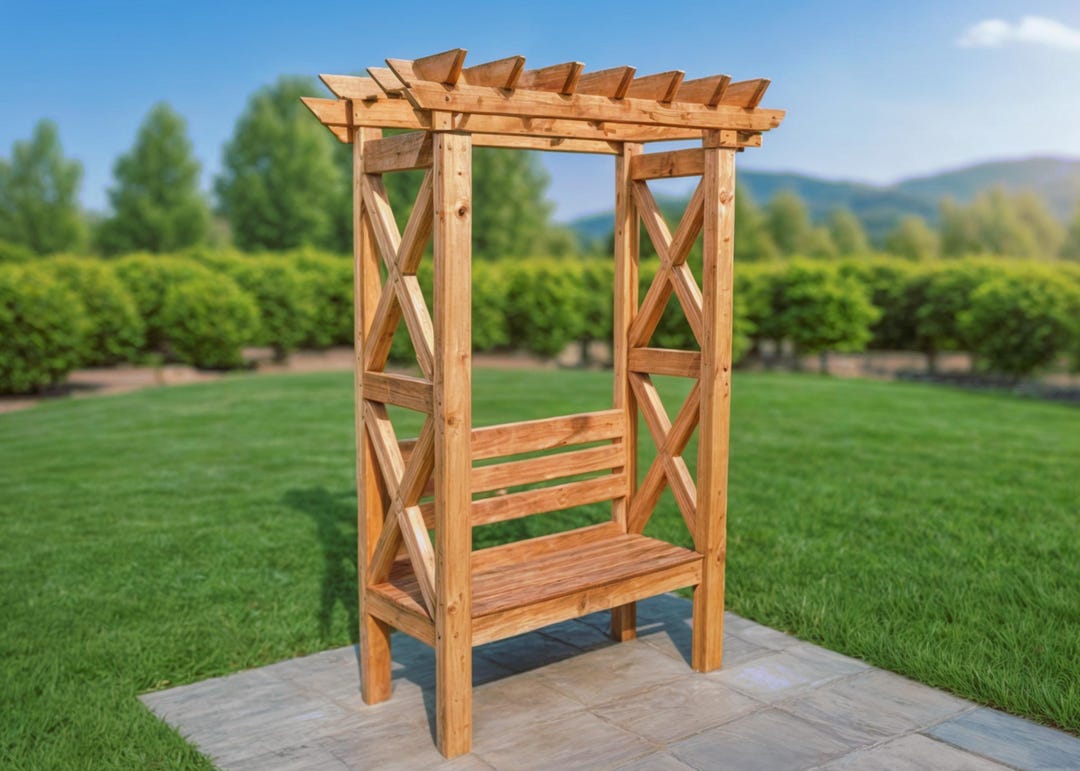 Modern Arbor Bench Plans - DIY Wood Arbor With Bench Plan Pdf File ...
