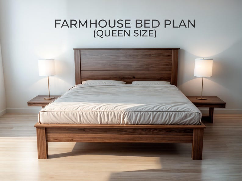 Modern Farmhouse Bed Plan (queen Size) - Step by Step Instructions ...