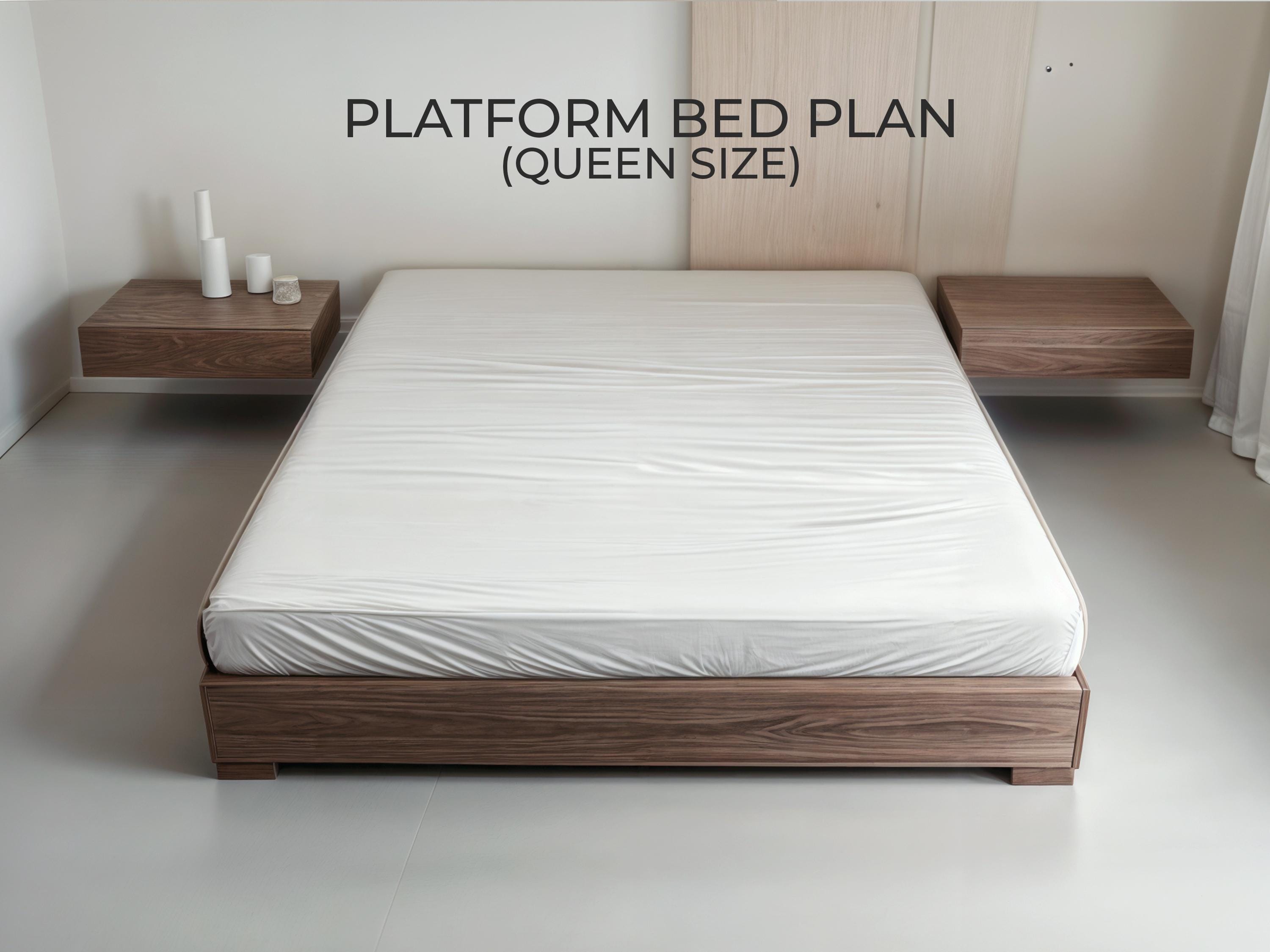 DIY Platform Bed Frame Build Plan PDF, Queen Size Platform Bed, Low ...