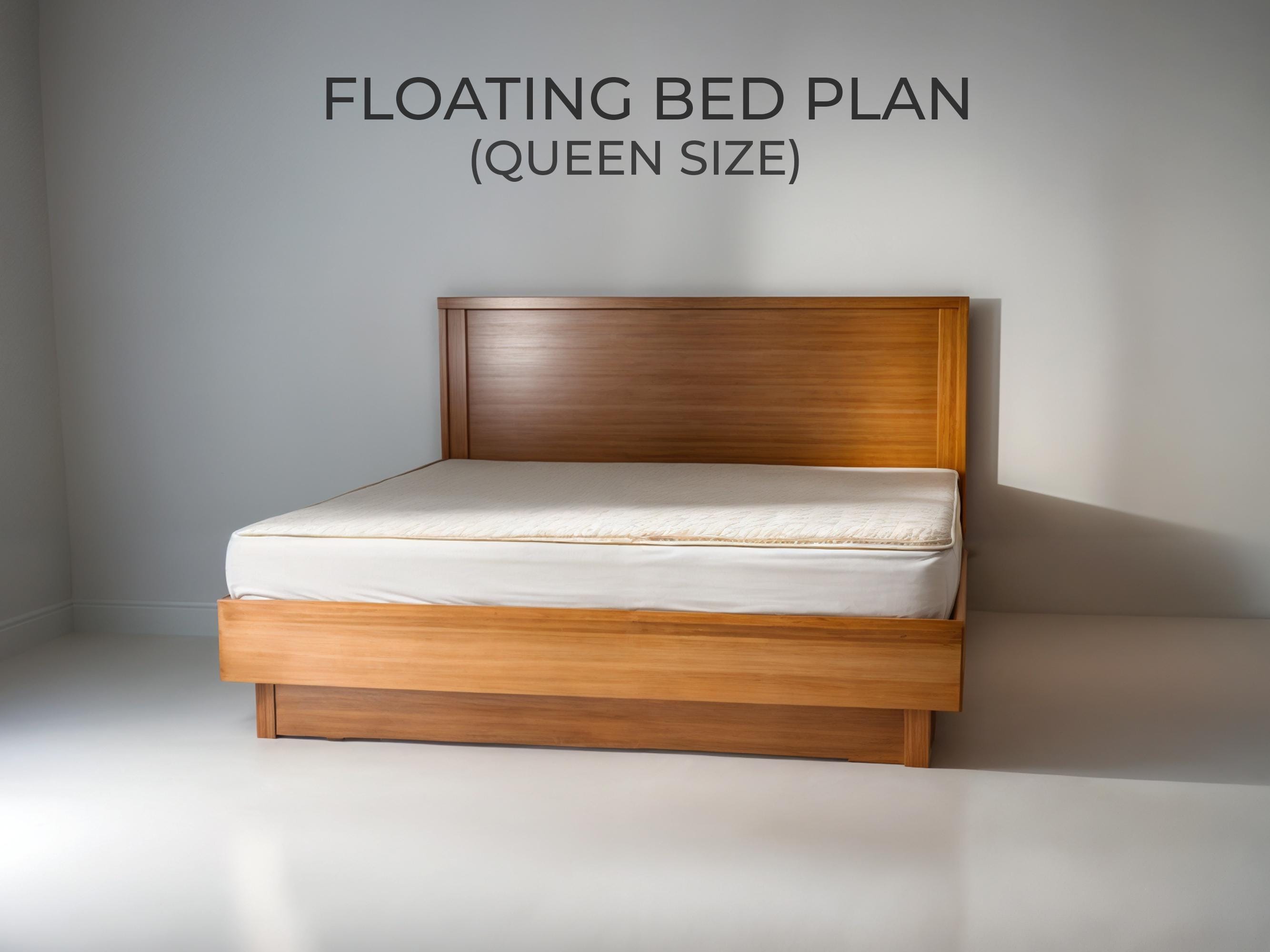DIY Floating Bed Frame Build Plan Queen Size Floating Bed Minimalist ...