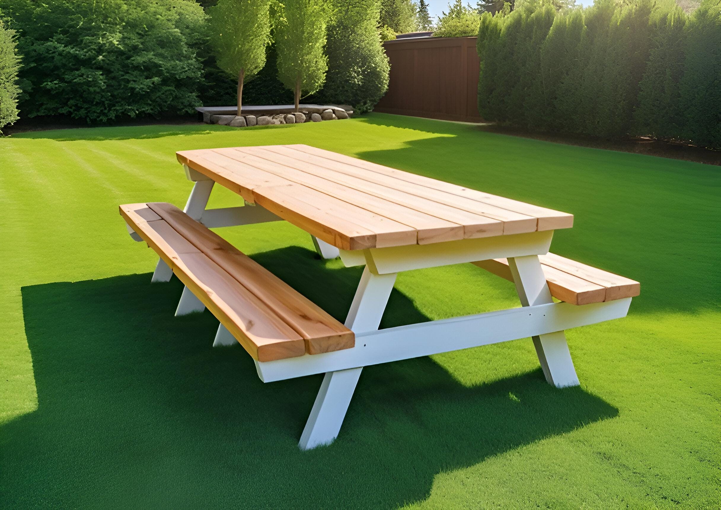 DIY Backyard Patio- Picnic Table Plans- 8ft Table- 8ft Bench- Outdoor ...