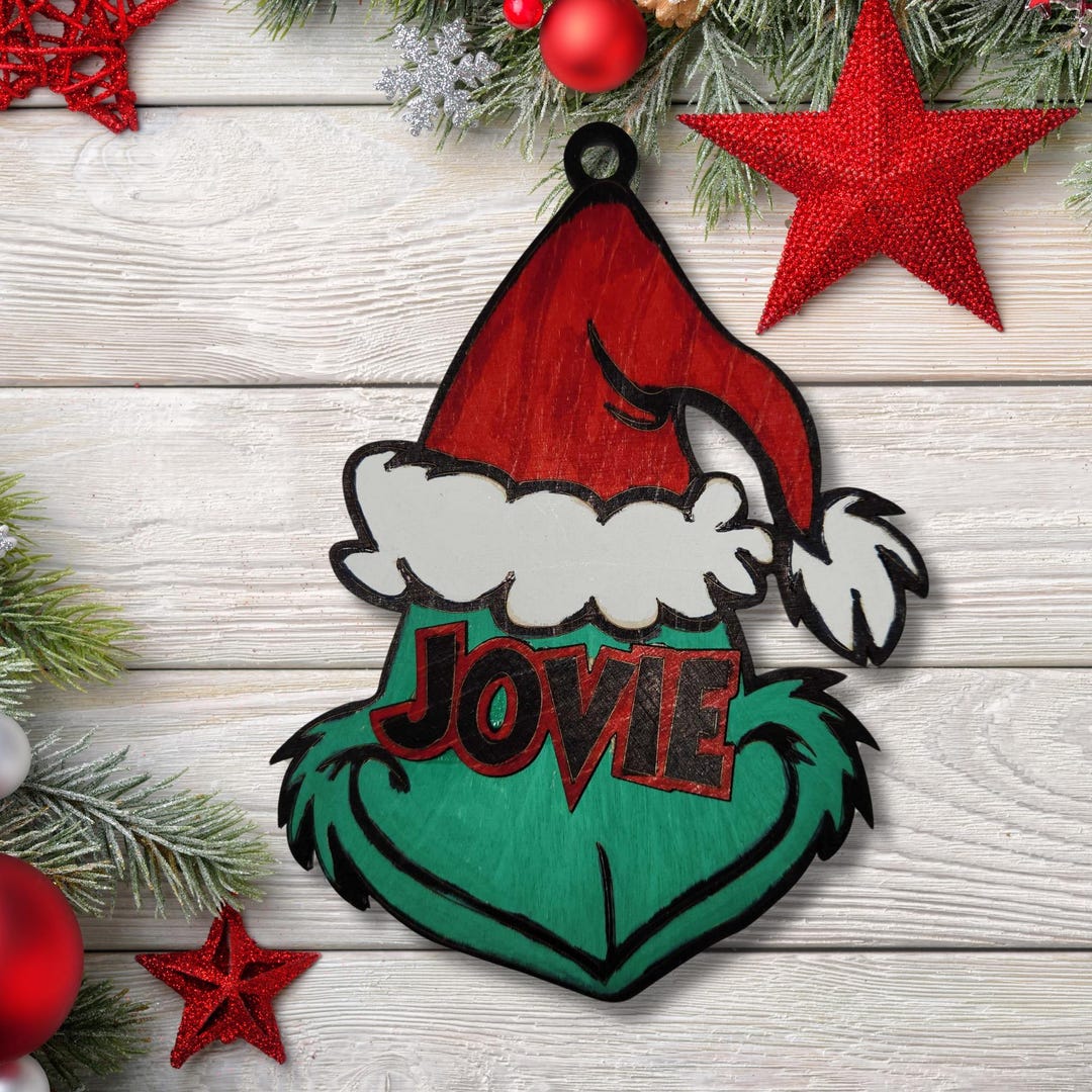 Cabeza de Grinch personalizada: nombre personalizado en fuente Grinch ...