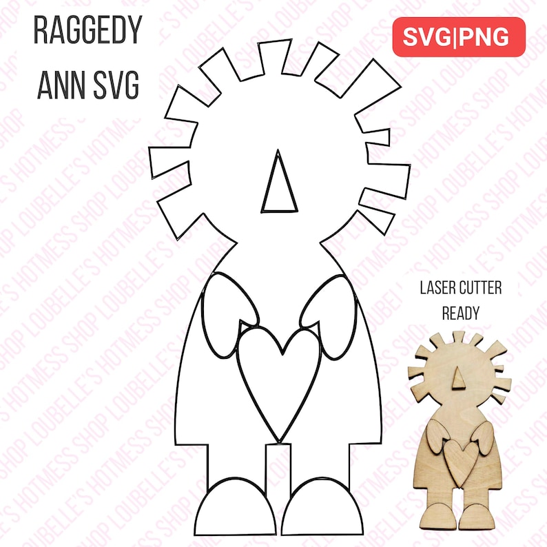 Raggedy Ann SVG Laser Cutter Ready | Raggedy Ann Doll | Digital File - Etsy
