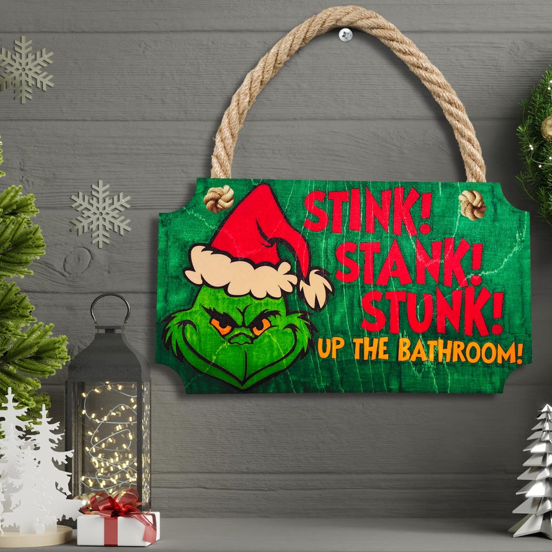 Grinch Stink Stank Stunk Sign | Natural Wood | Laser Cutter | Home ...