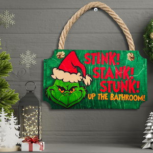 Grinch Stink Stank Stunk Sign | Natural Wood | Laser Cutter | Home ...