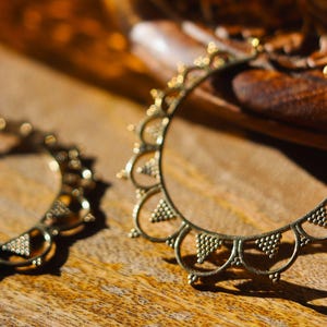 Mandala Handcrafted Pure Brass Hoops, Boho Tribal Earrings, Oversized ...