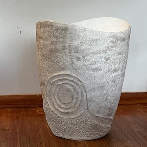 Tall Paper Mache Vase - Oval Floor Vase - Coastal Style Vessel- Paper ...
